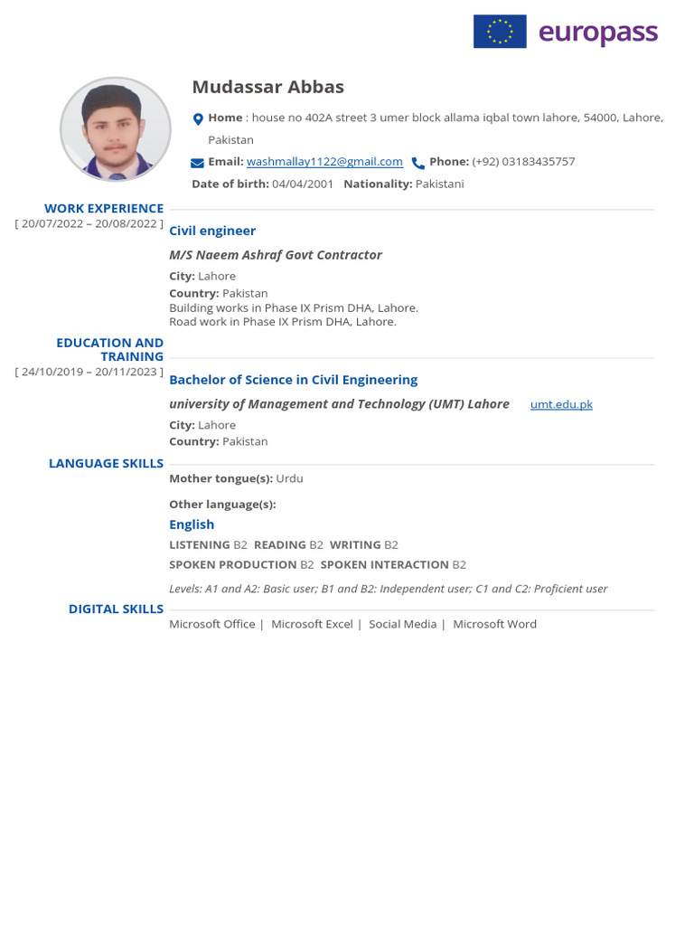 Mudassar Euro CV | PDF