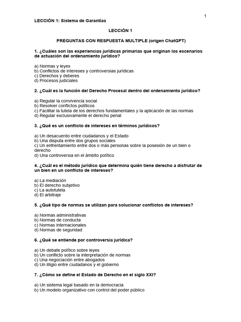 Test Leccion 1 | PDF | Mediación | Arbitraje