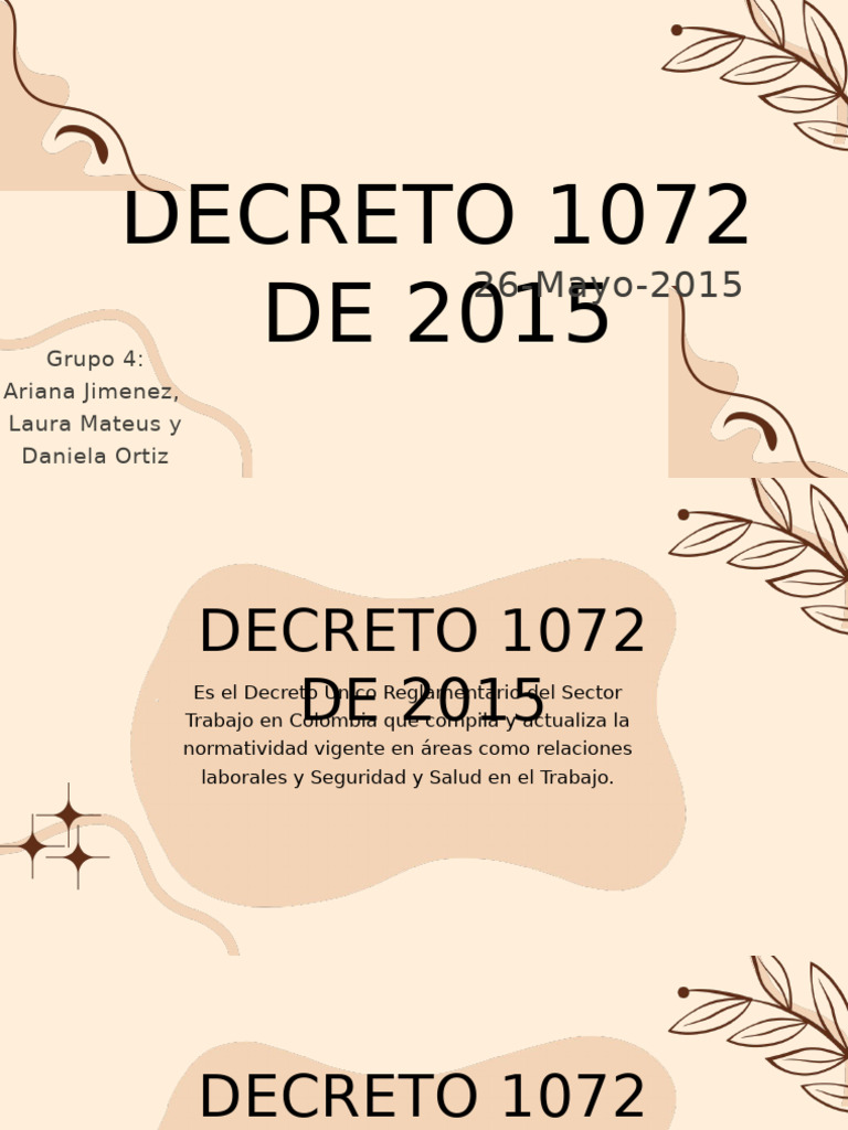 3.3.2.4 DECRETO 1072 DE 2015 Eq.4 | PDF | Derecho laboral | Valores