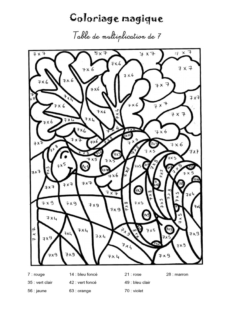 Coloriage magique table de multiplication 7 | PDF