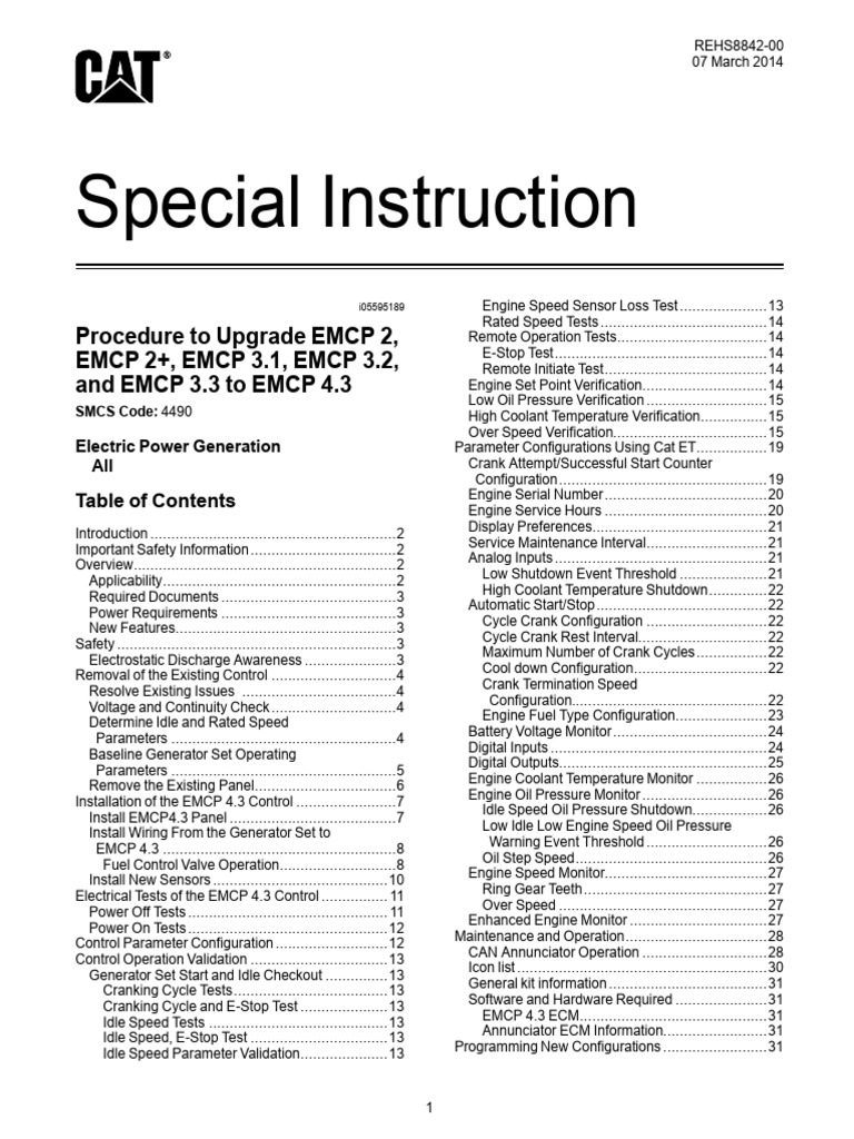 EMCP 4.3 UPgrade Panel Special Instructions - REHS8842-00 | PDF ...