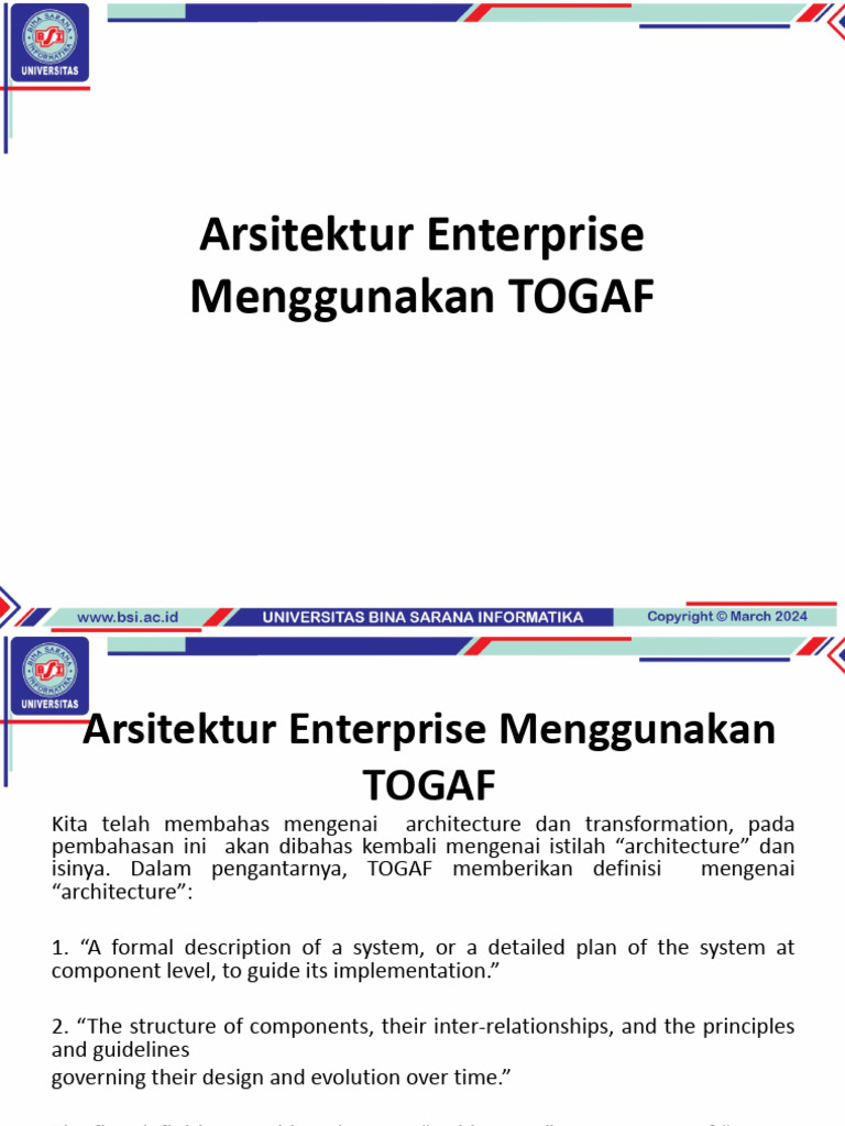 Pertemuan 10 - Konsep Framework TOGAF | PDF | Risk | System