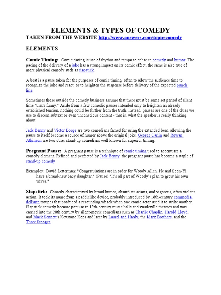 Elements and Types of Comedy | PDF | Comedy | Irony