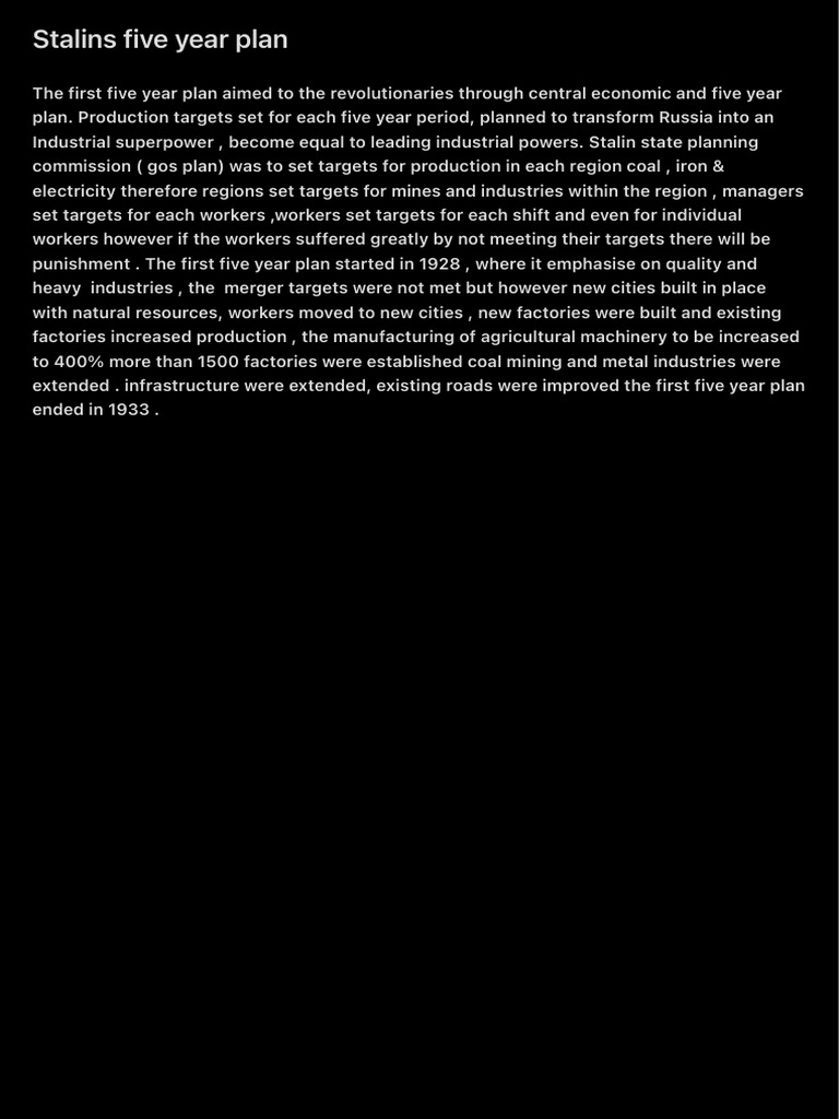 Stalins Five Year Plan | PDF