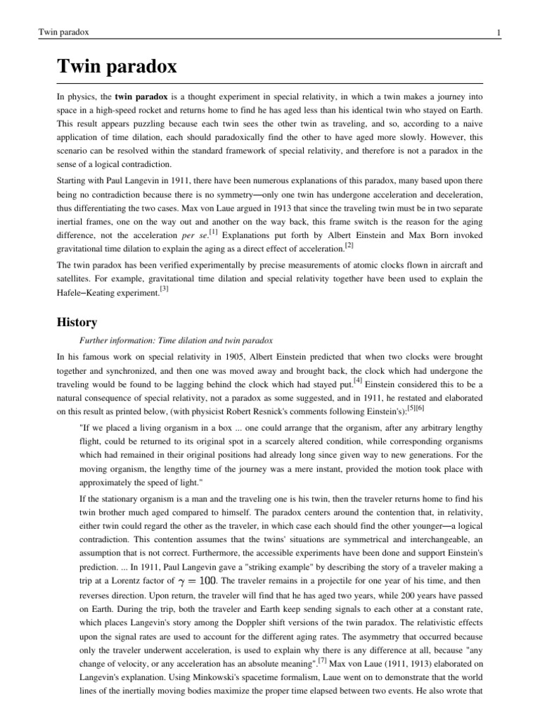 Twin Paradox | PDF | Special Relativity | Mathematical Physics