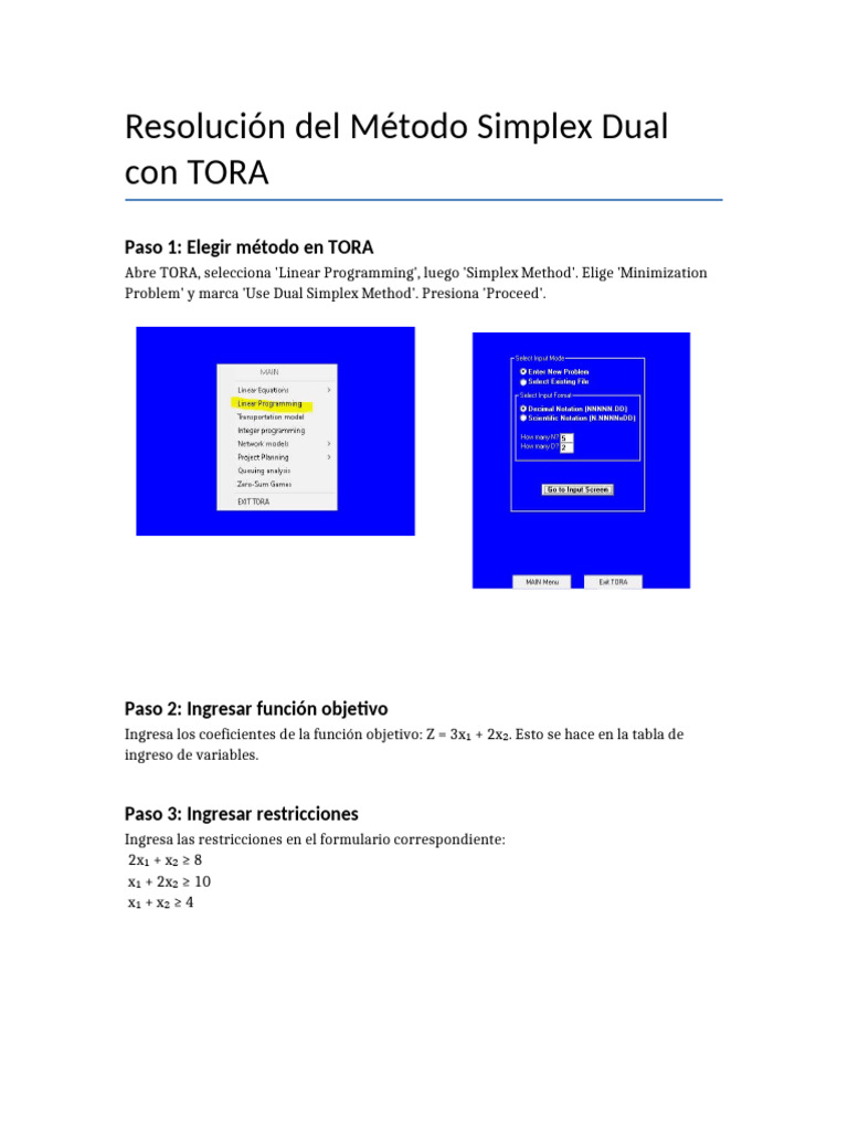 Simplex Dual TORA Paso A Paso | PDF