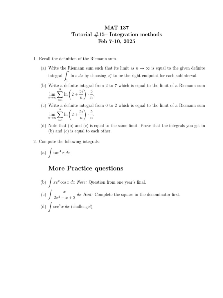 Integration Techniques and Examples | PDF | Integral | Area