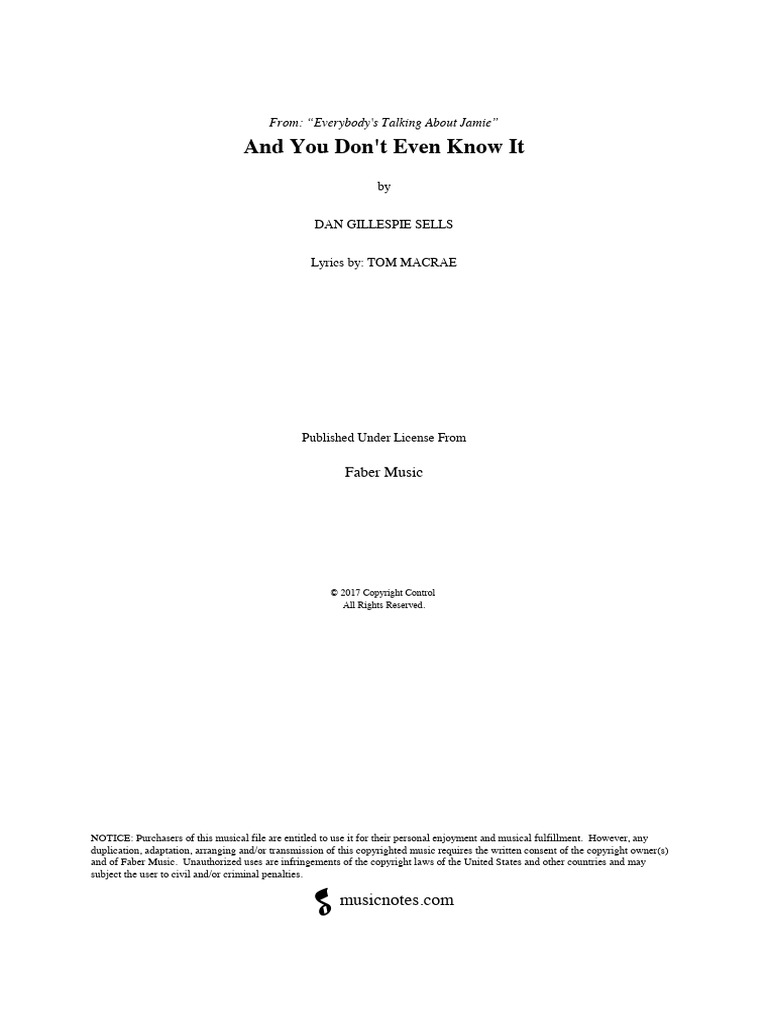 And You Don't Even Know It - Everybody's Talking About Jamie | PDF | Freedom Of Expression Law ...