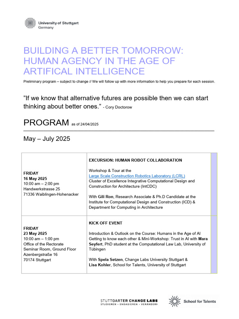 Human Agency in AI: Workshop Series | PDF