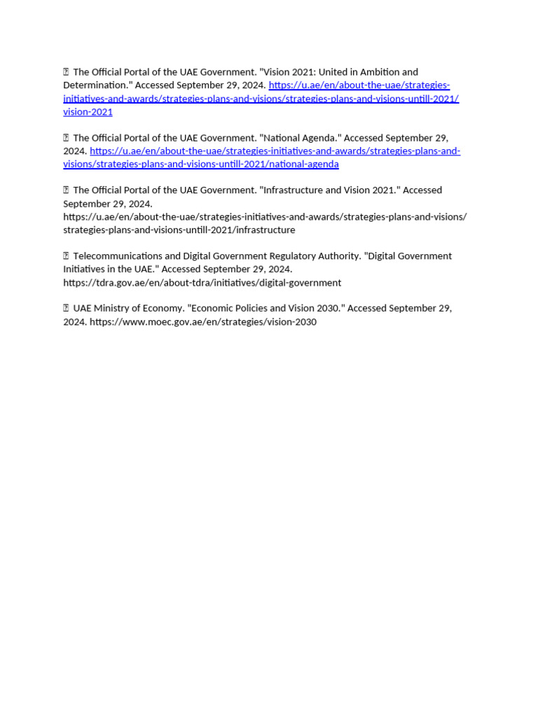 UAE Vision 2021 and 2030 Overview | PDF