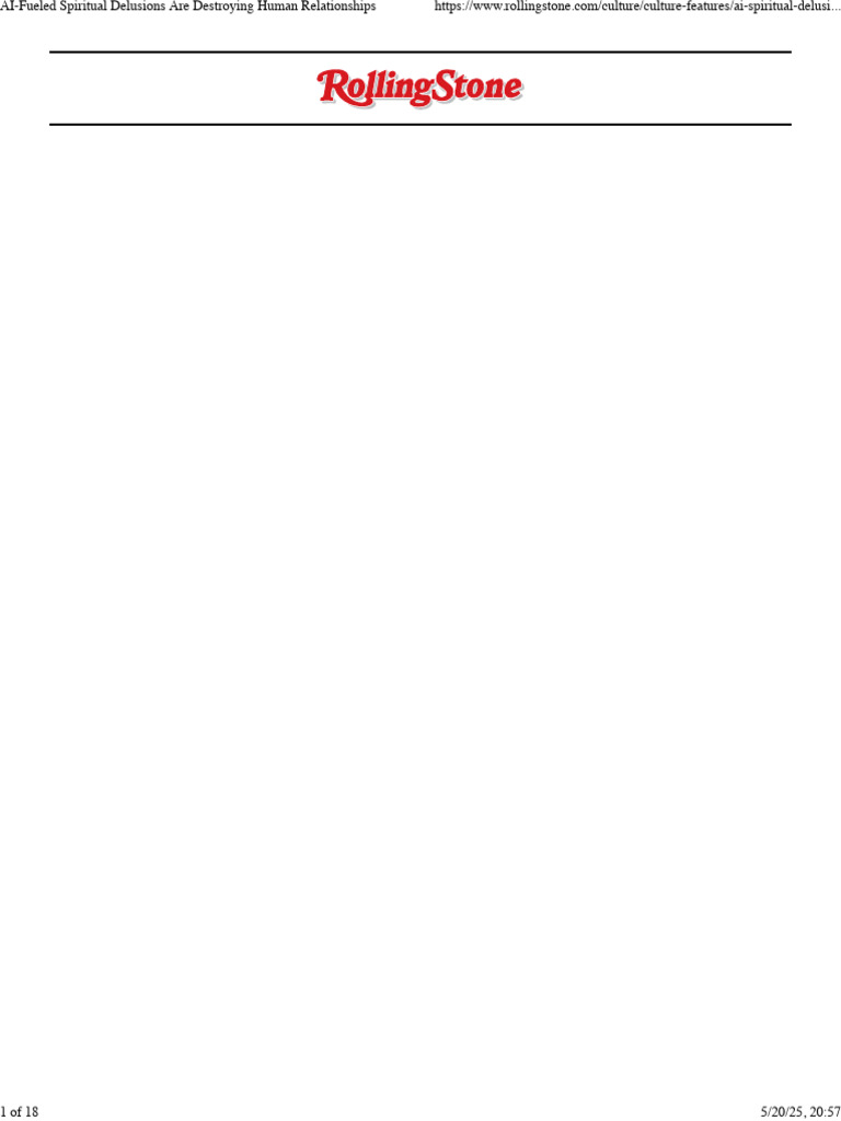 AI-Fueled Spiritual Delusions Are Destroying Human Relationships | PDF