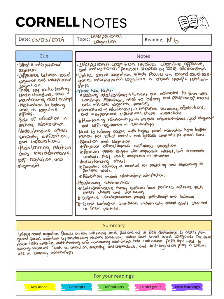 Cornell Motes | PDF | Empathy | Motivational