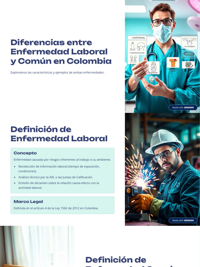 Diferencias Entre Enfermedad Laboral y Comun en Colombia | PDF