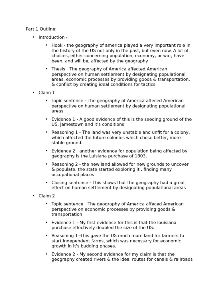 US History Exam Part 1 Outline Finished | PDF | Economies