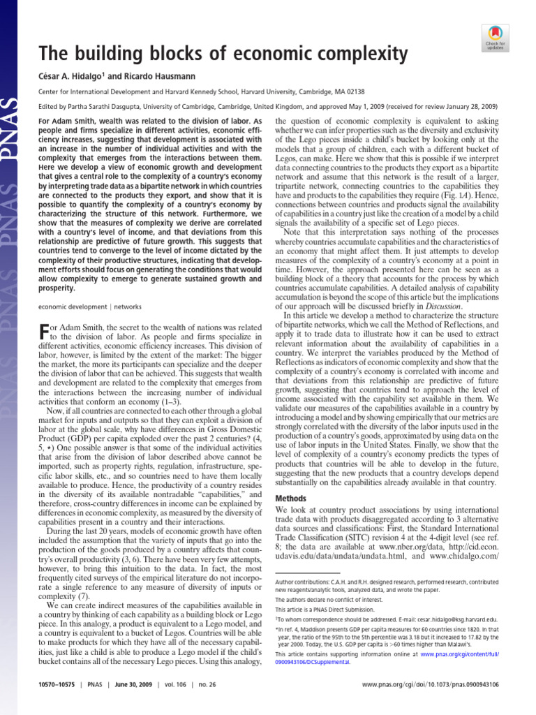 The Building Blocks of Economic Complexity | PDF | Economies | Economics