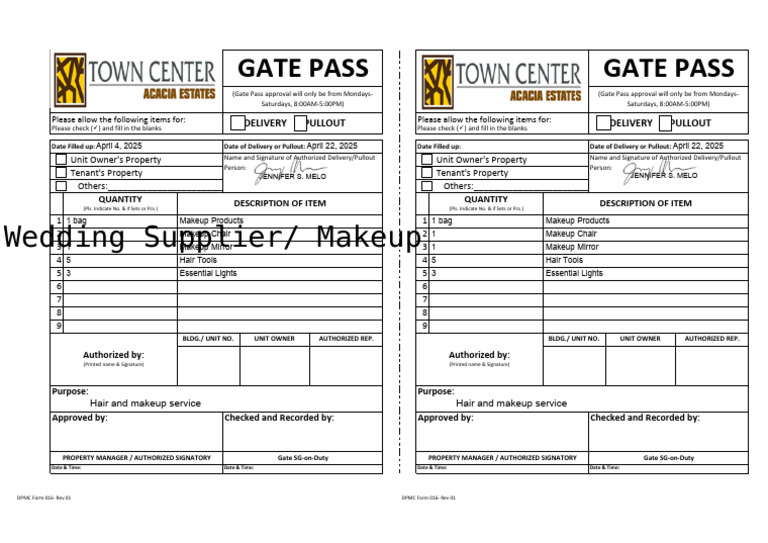 Bblank Gate Pass | PDF