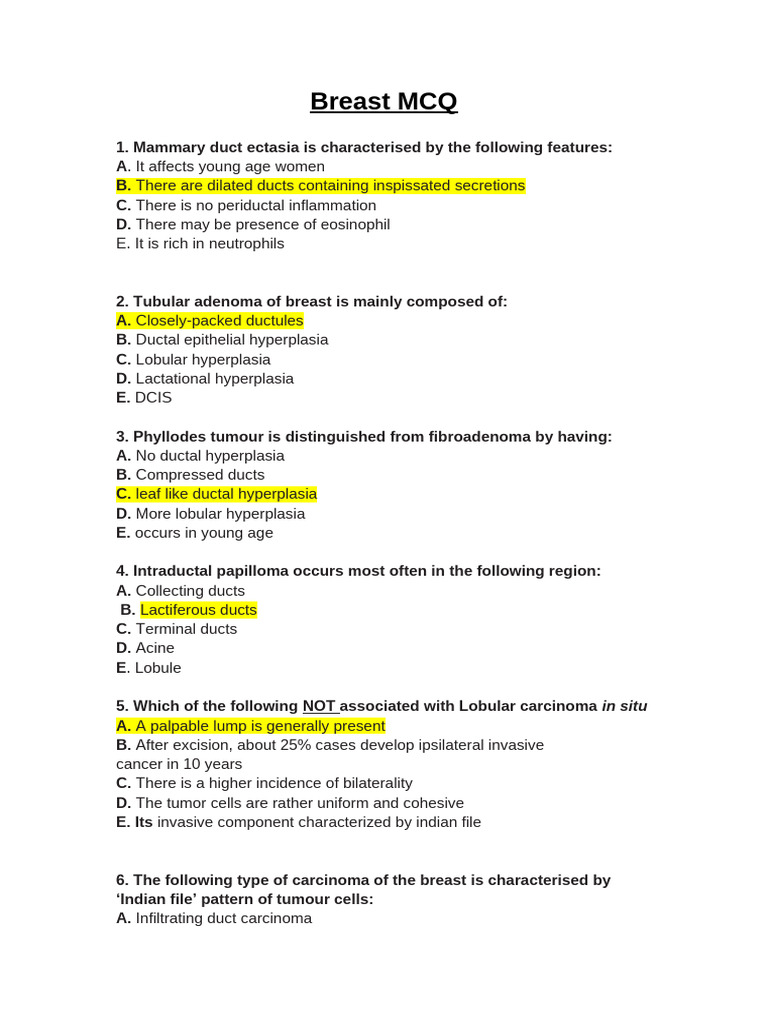 breast quize | PDF