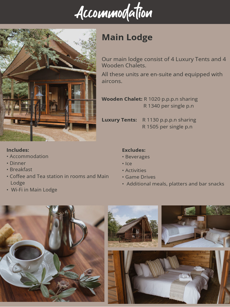 Luxury Lodge Accommodation & Activities | PDF | Cooking | Eating ...