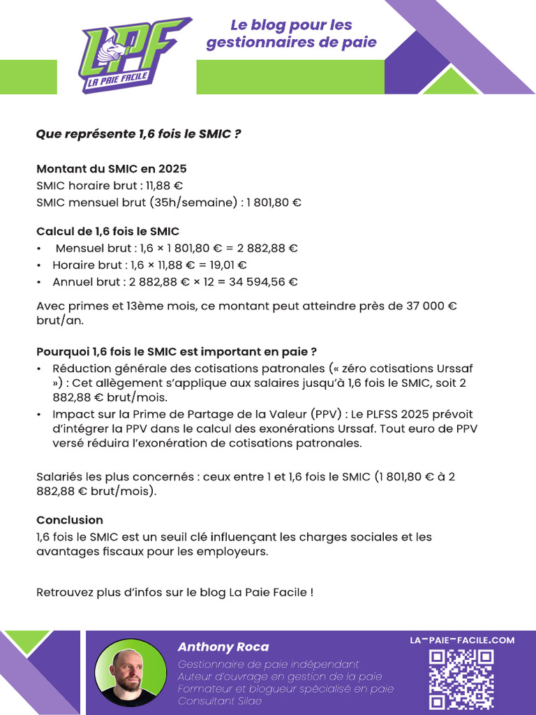 Que Représente 1,6 Fois Le SMIC | PDF