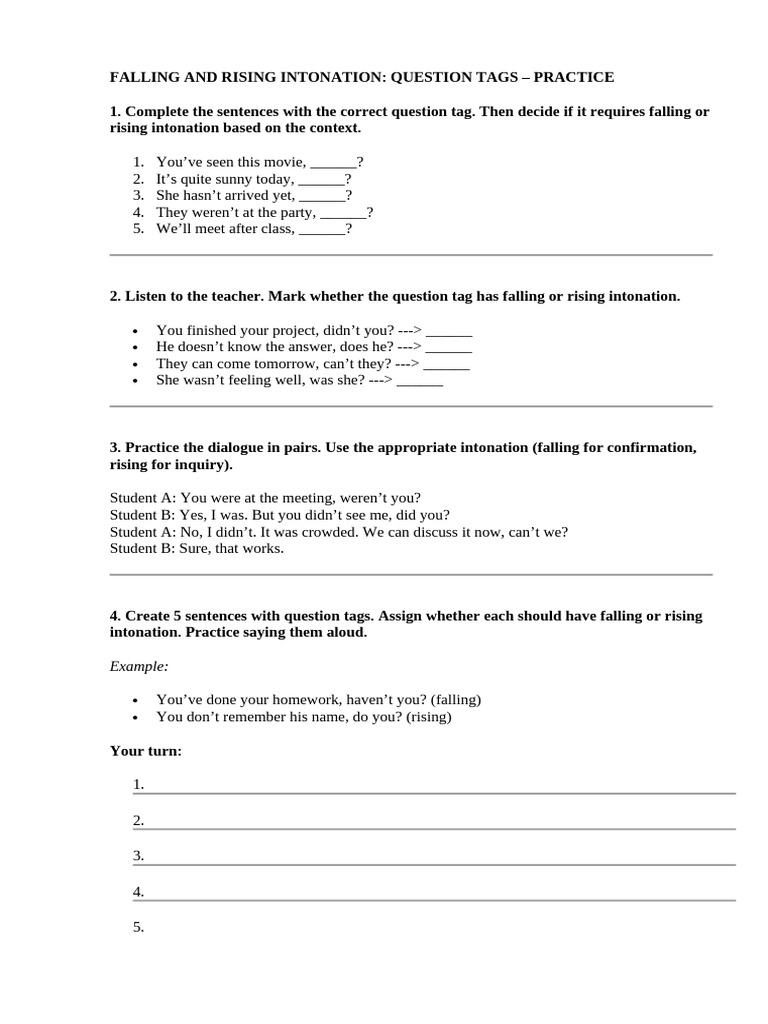 Falling and Rising Intonation | PDF