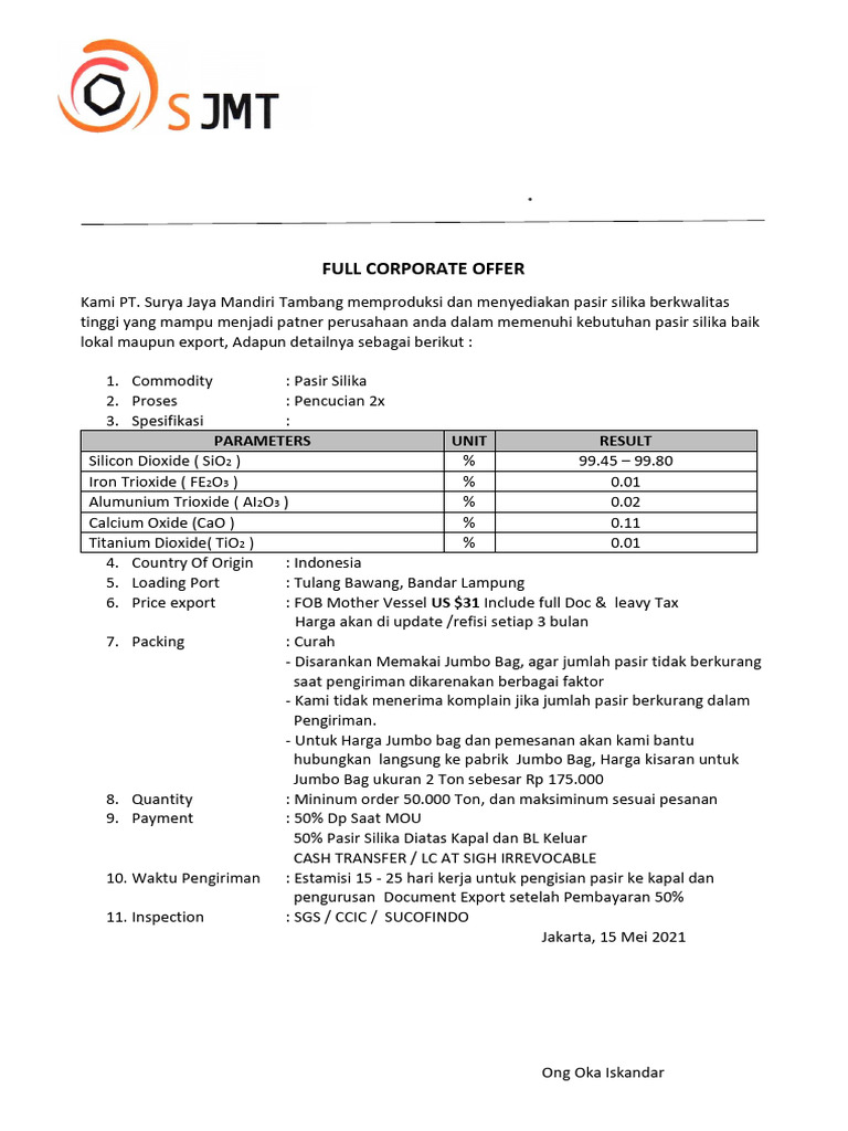 Fco Pasir Silika Export | PDF