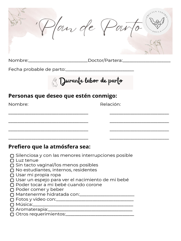 Plan de Parto | PDF | Parto | Reproducción humana