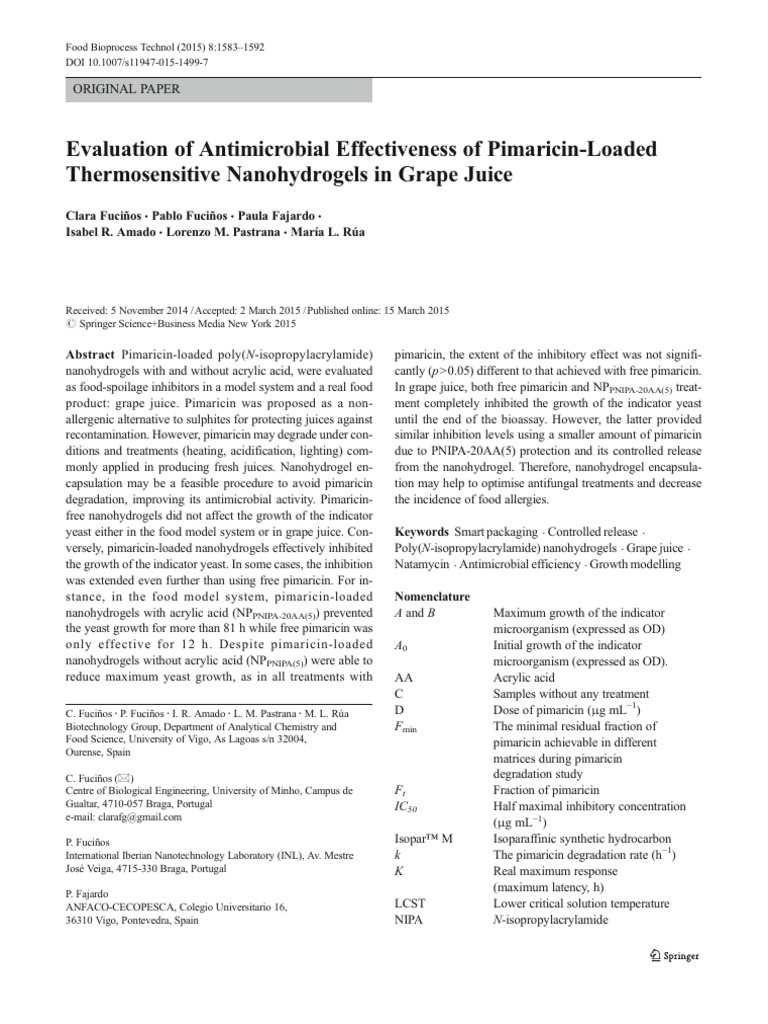 Evaluation of Antimicrobial Effectiveness of Pimaricin-Loaded | PDF | High Performance Liquid ...