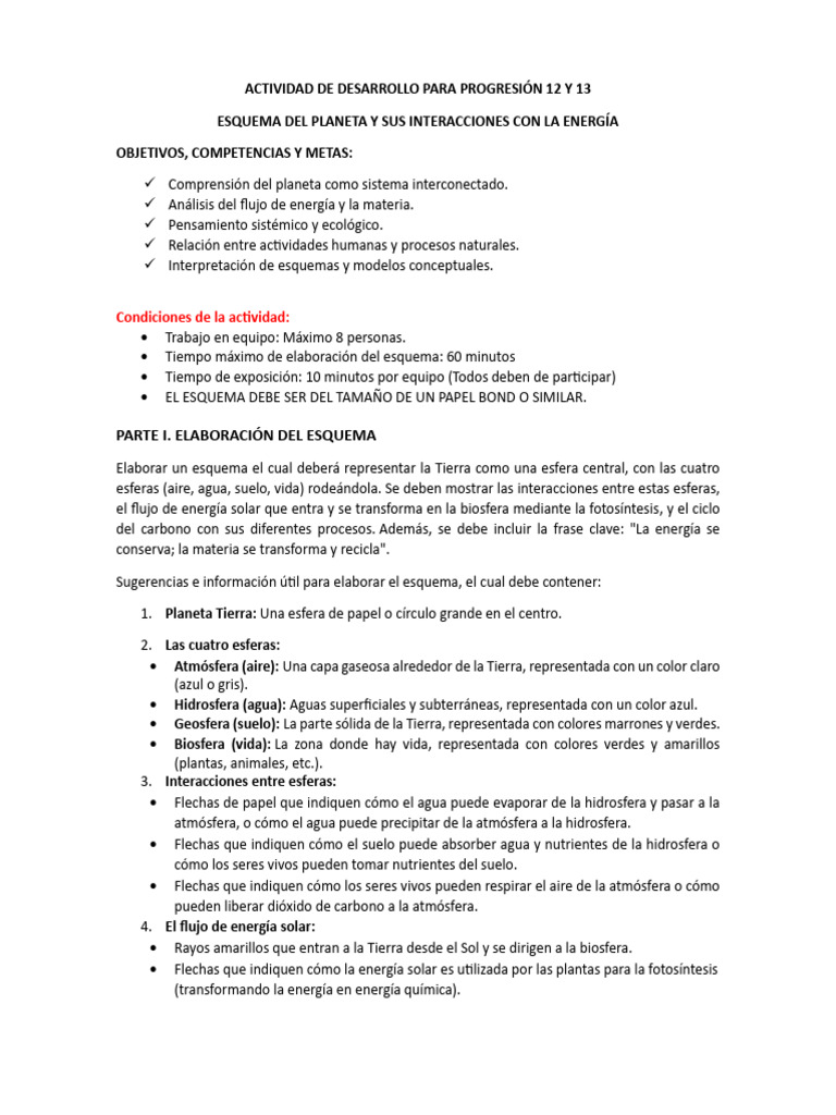 Actividad de Desarrollo para Progresi-N 12 y 13 | PDF | Dióxido de carbono | Ciclo del carbono