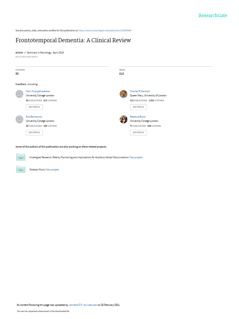 Frontotemporal - Dementia - A - Clinical - Review FTD Ppa | PDF ...