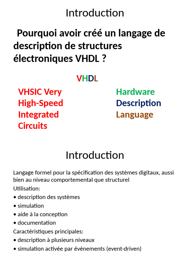 Pourquoi Avoir Créé Un Langage de Description de Structures Électroniques VHDL ? | PDF | VHDL ...