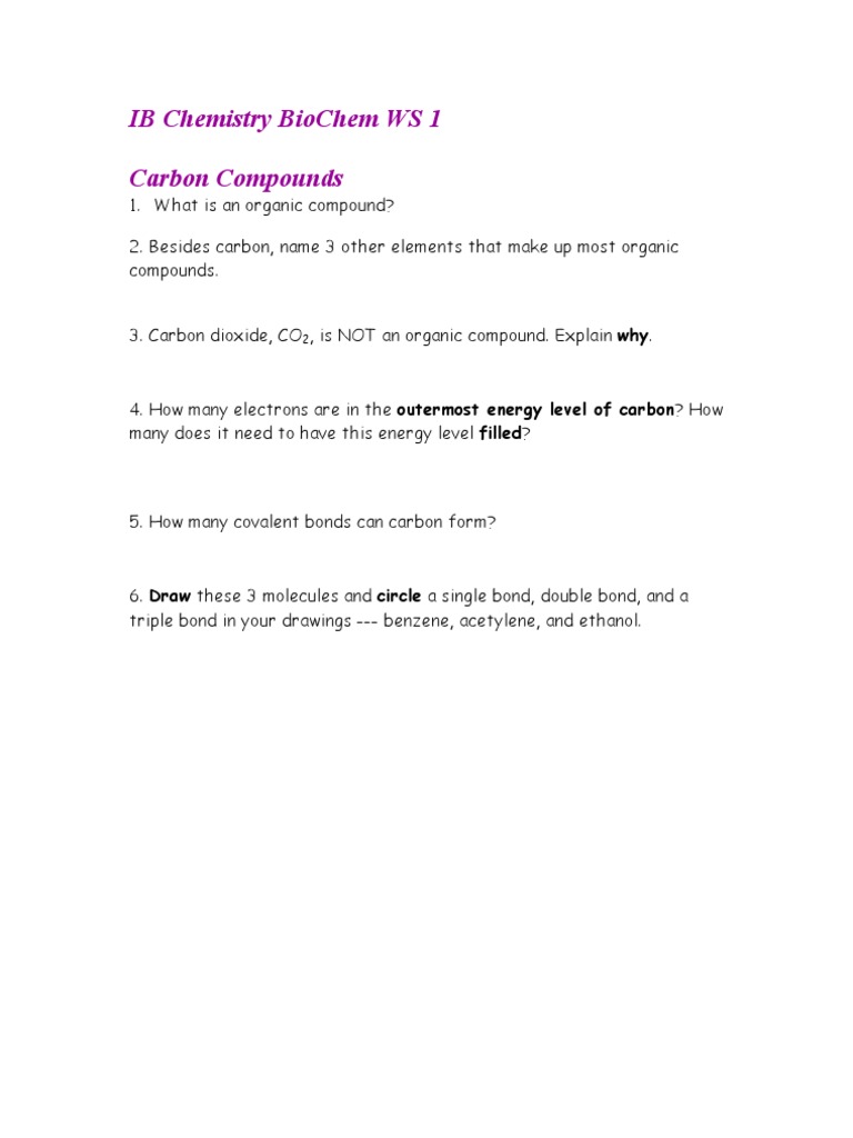 IB Chemistry: Organic Compounds Overview | PDF | Fatty Acid | Carbohydrates