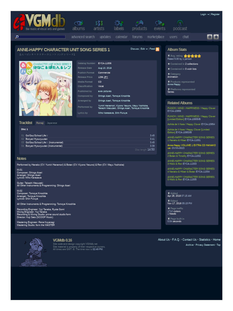 Anne-Happy Character Unit Song Series 1 | PDF