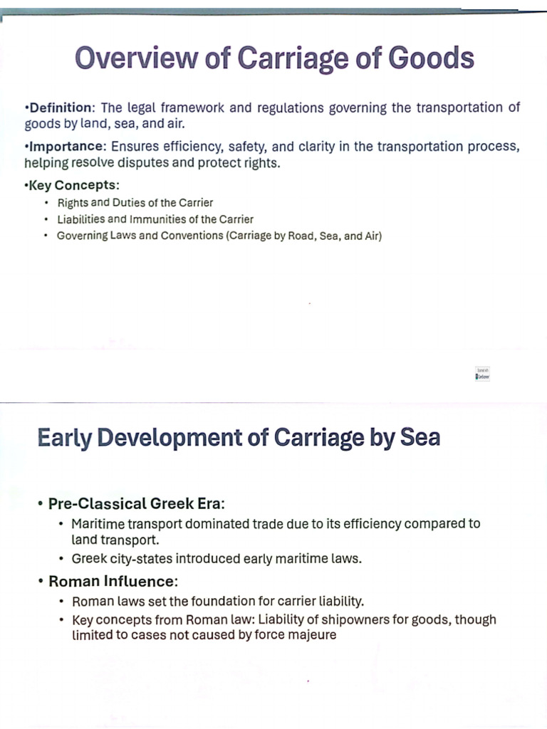 L1 Carriages of Goods | PDF