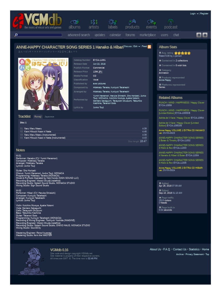 ANNE-HAPPY CHARACTER SONG SERIES 1 Hanako & Hibari | PDF | Chordophones ...