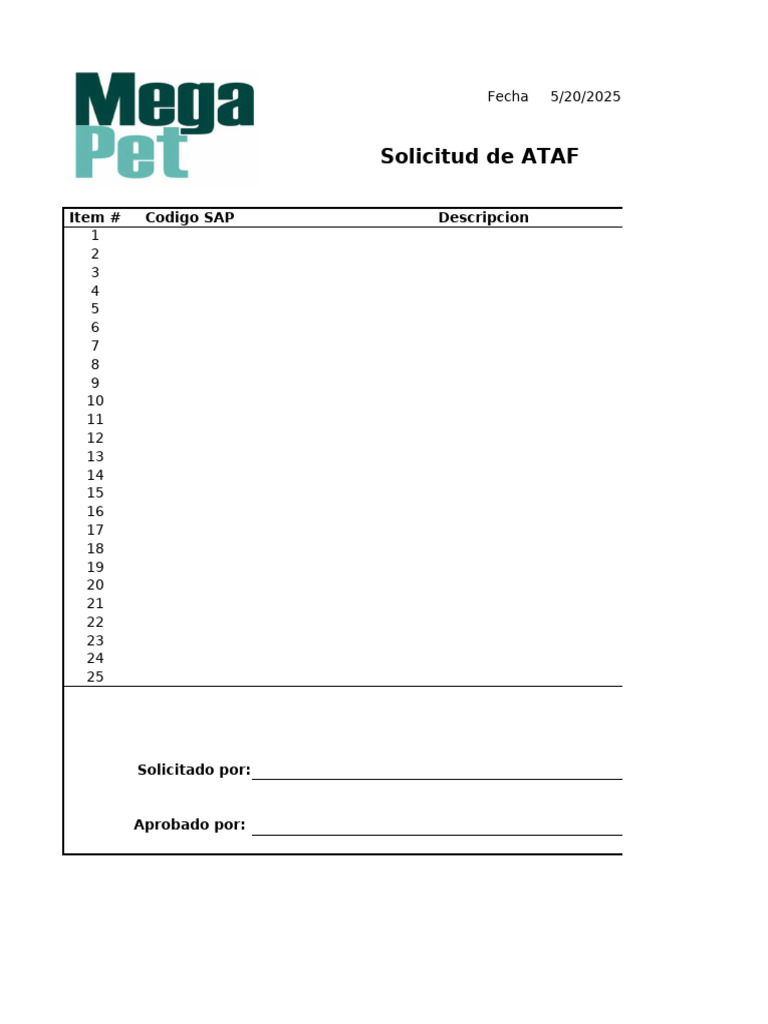 Formato de Solicitud Ataf Sistemas | PDF