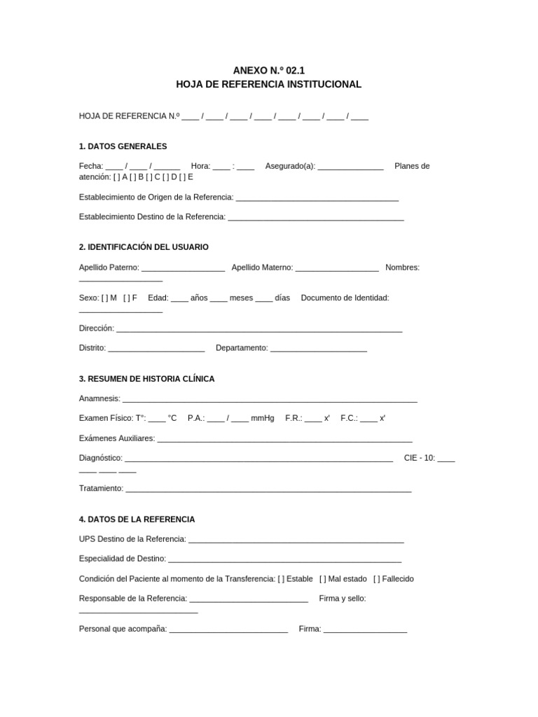 Hoja de Referencia MINSA | PDF