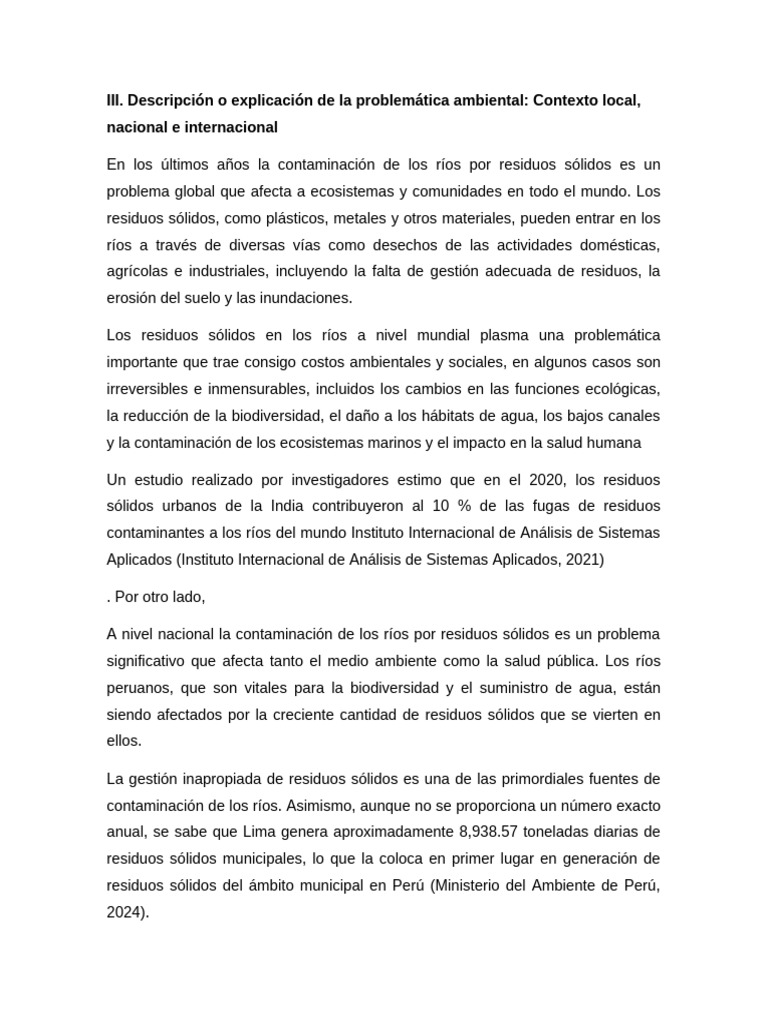 Descripcion de la problematica ambiental | PDF | Residuos | Contaminación