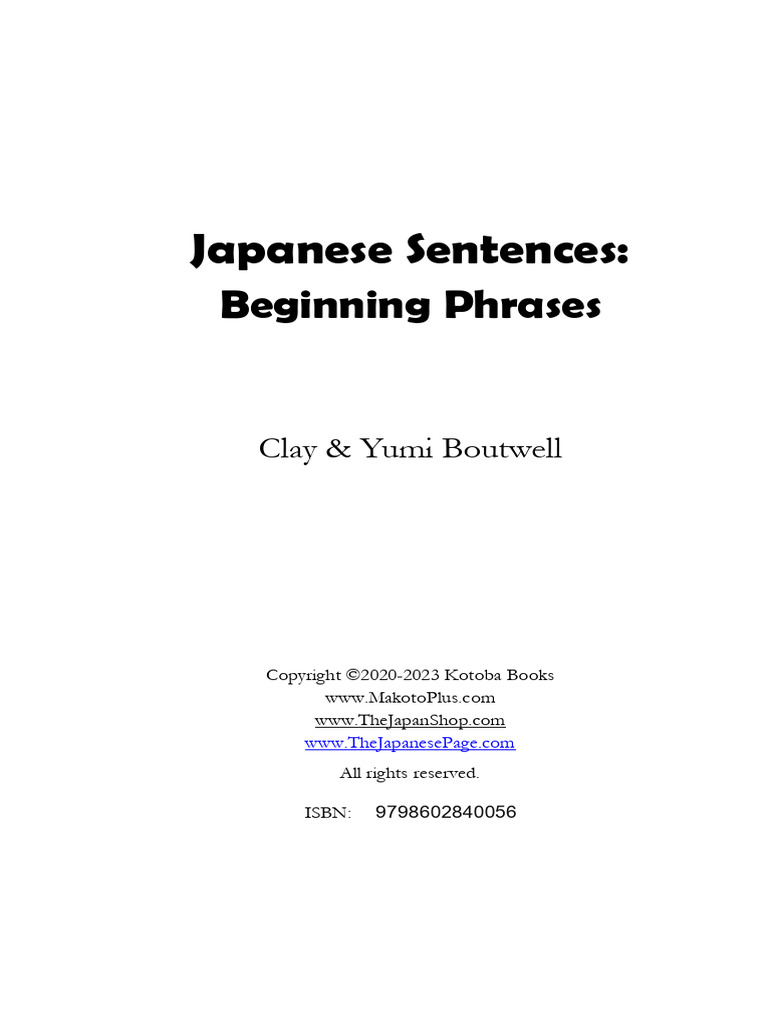 Sentences Beginning Phrases | PDF | Japanese Language | Kanji