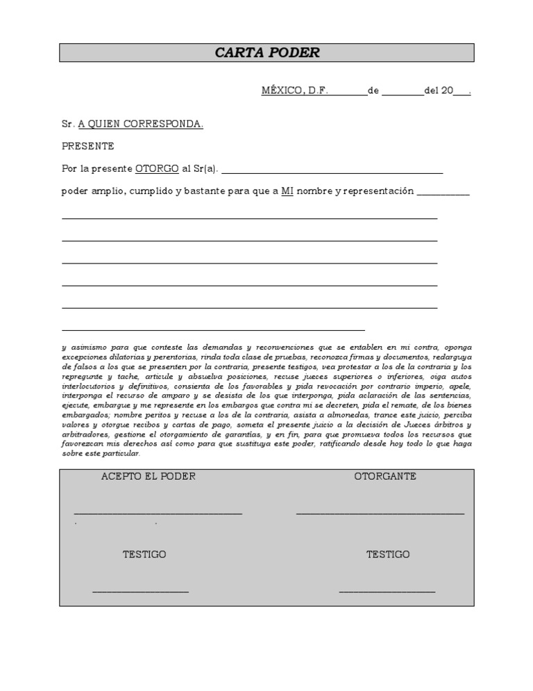 Formato de Carta Poder en México | PDF