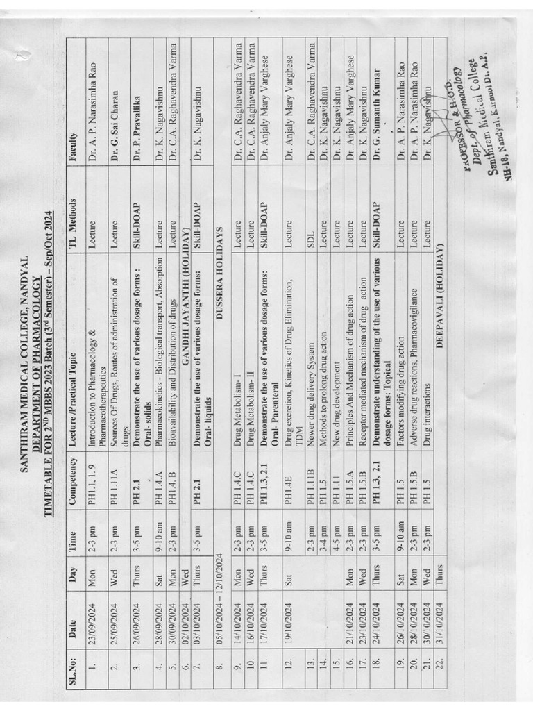 Ug Teaching Schedule Oct 2024 | PDF