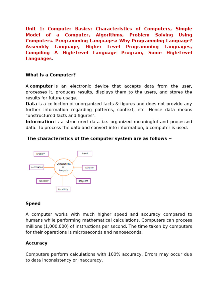Unit 1 Computer Basics | PDF | Computer Data Storage | Computer Programming