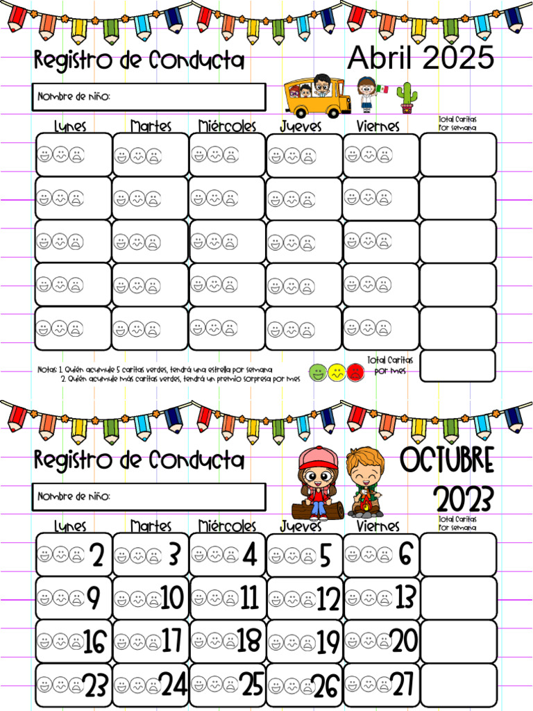 Registro de Conducta Infantil Mensual | PDF