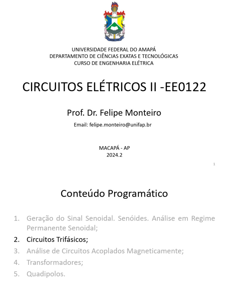 AULA2_2.Circuitos Trifásicos (1) | PDF | Energia elétrica | Rede elétrica
