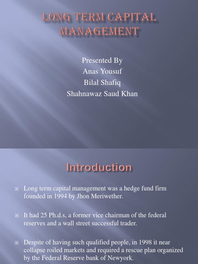 Long Term Capital Management - Case Study | PDF | Long Term Capital ...