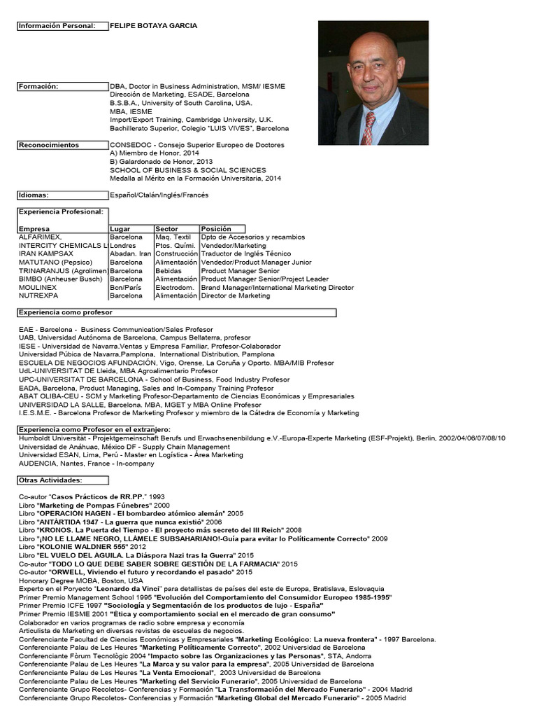 408892102-cv_felipe_botaya | PDF | Máster en Administración de Empresas | Marketing