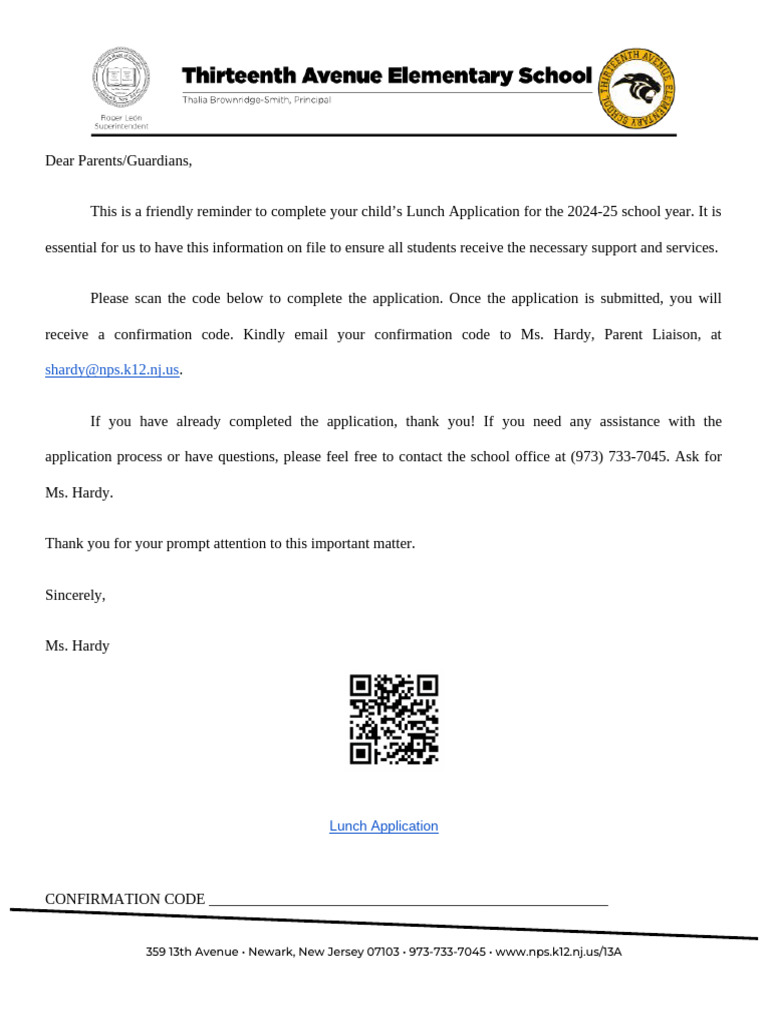 Sl7ba9 - Lunch Application Letter - Thirteenth Avenue-1 2 | PDF
