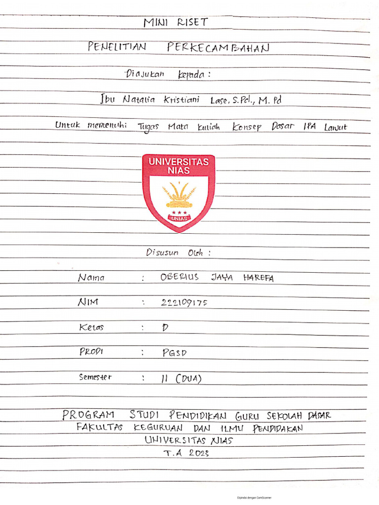 Mini Riset - Oberius Jaya Harefa | PDF