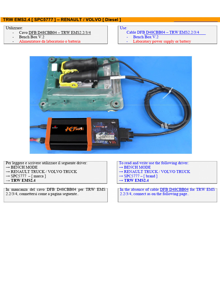 Bench Freescale Volvo Renault TRW Ems2.4 | PDF