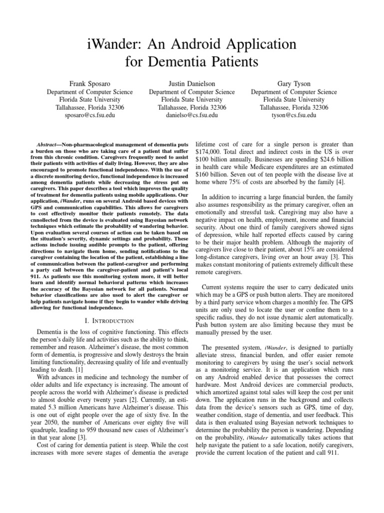 I Wander | PDF | Android (Operating System) | Caregiver