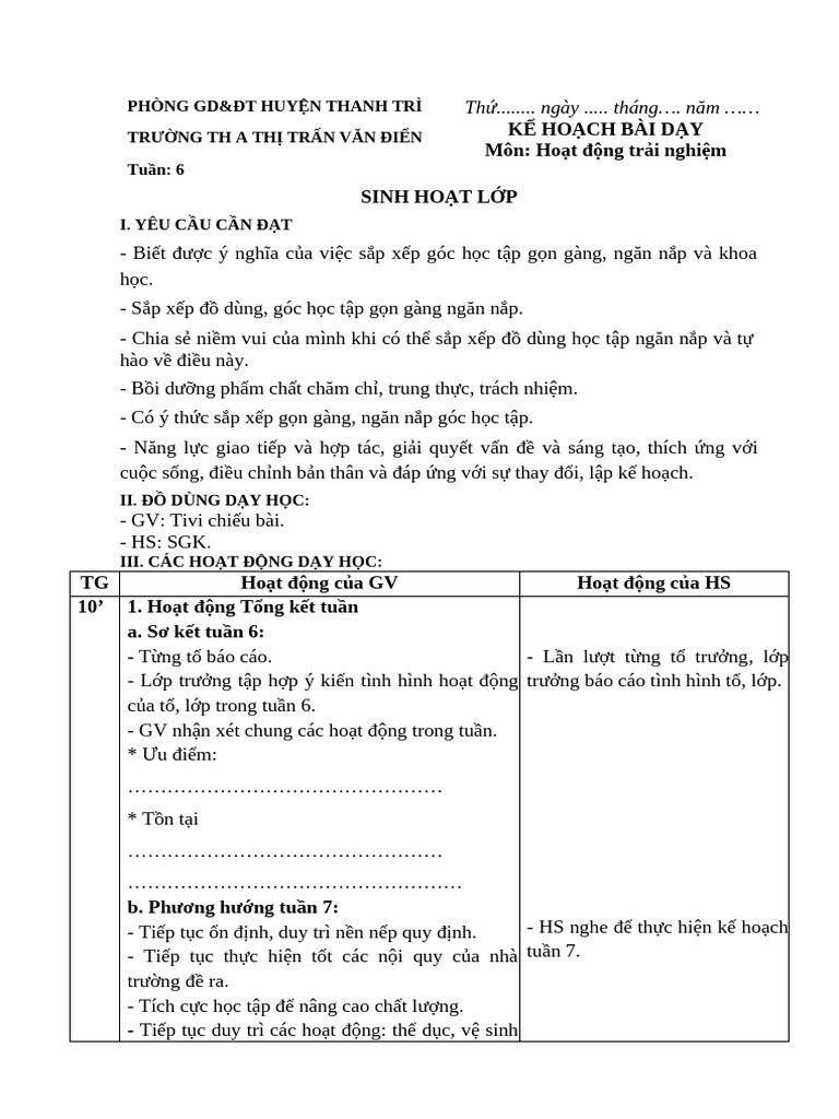 Tuần 6 - SHL | PDF